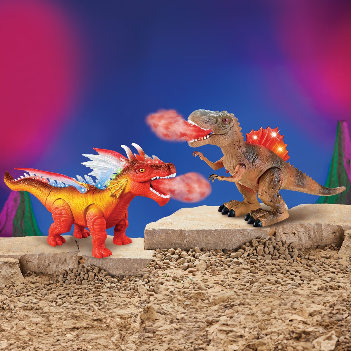 Fire Breathing Dragon or T-Rex Lighted Action Figure Toy | Collections Etc.