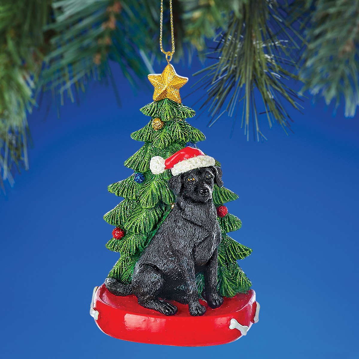 Festive Black Lab Christmas Tree Ornament | Collections Etc.