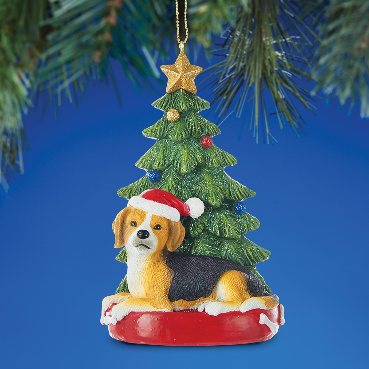 Festive Beagle Christmas Tree Ornament | Collections Etc.