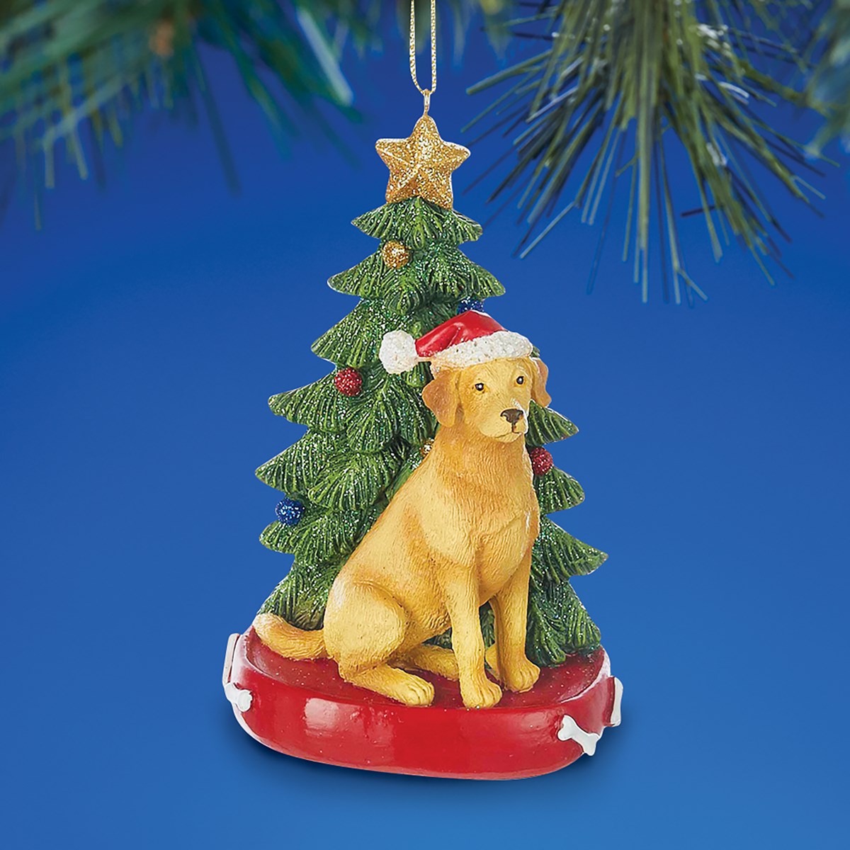 Festive Yellow Lab Christmas Tree Ornament | Collections Etc.