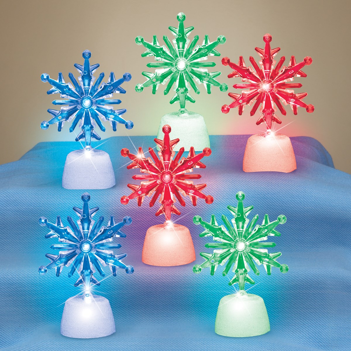 Color Changing Acrylic Snowflake Lights - Set of 6 | Collections Etc.
