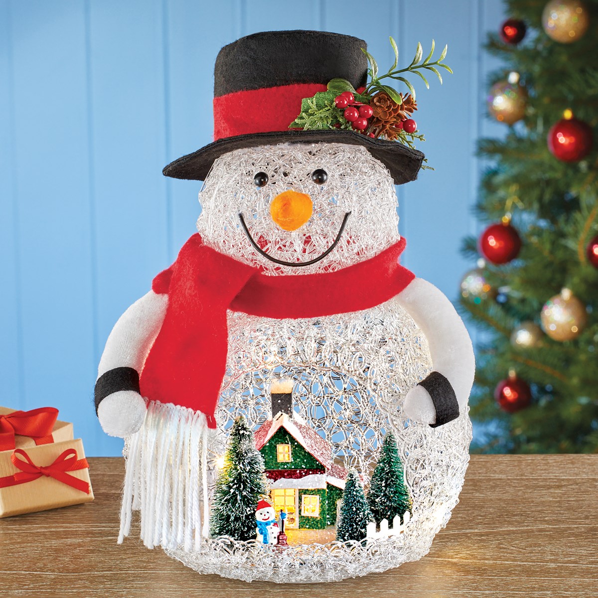 LED Lighted Festive Snowman Tabletop Decoration | Collections Etc.
