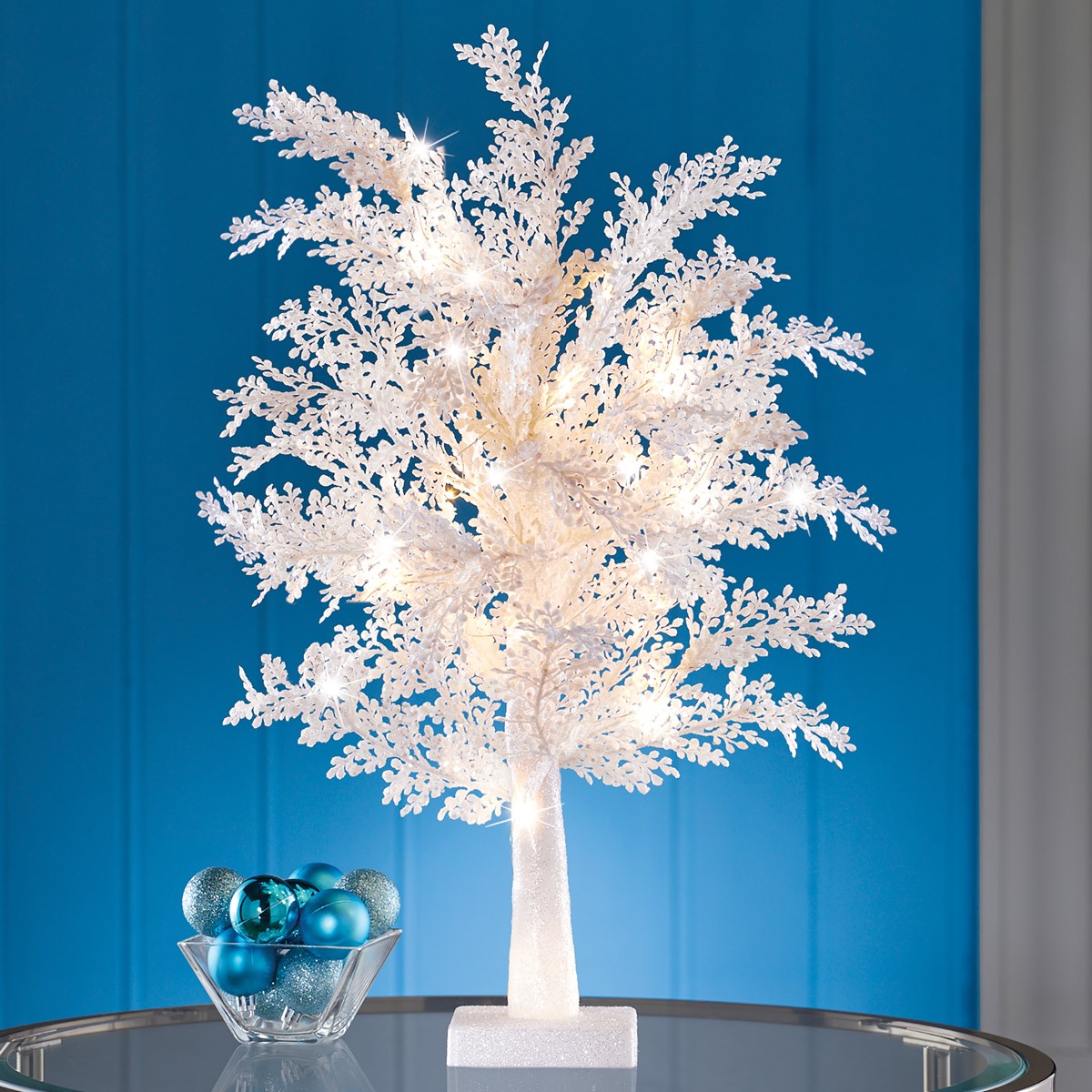 Sparkling White Tabletop Tree With White Led Lights 22h Collections