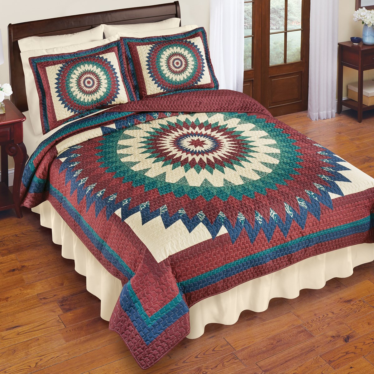 Center Circle Medallion Patchwork Style Quilt | Collections Etc.
