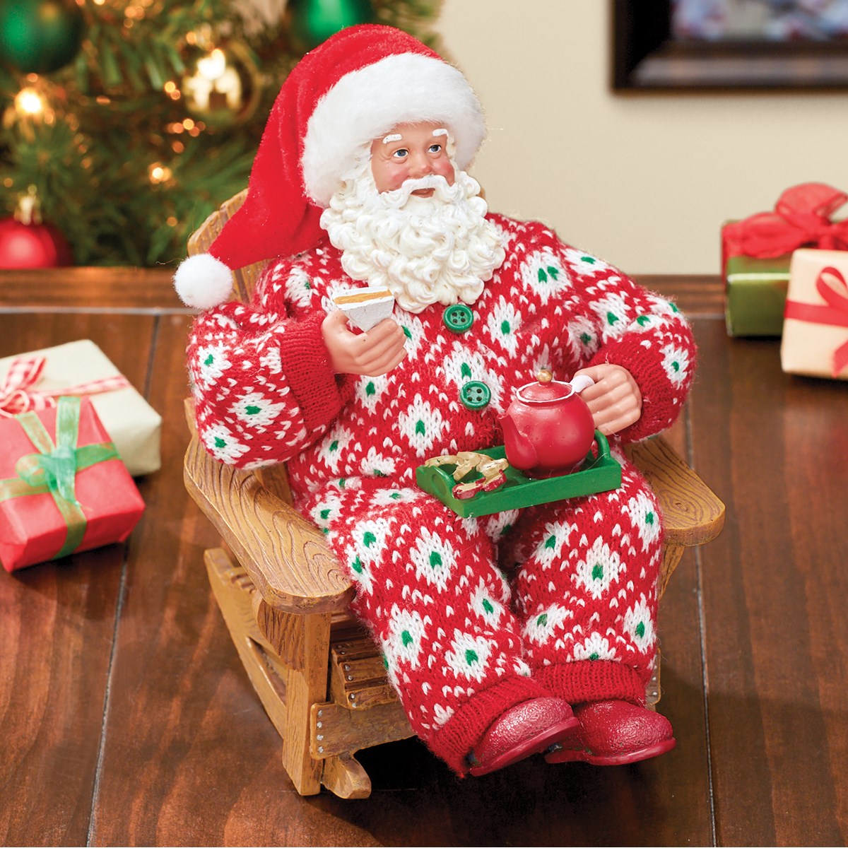 Recliner Santa in Jammies Christmas Figurine | Collections Etc.