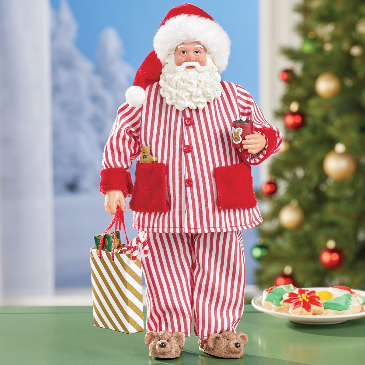 Pajama Party Santa Collectible Christmas Figurine | Collections Etc.