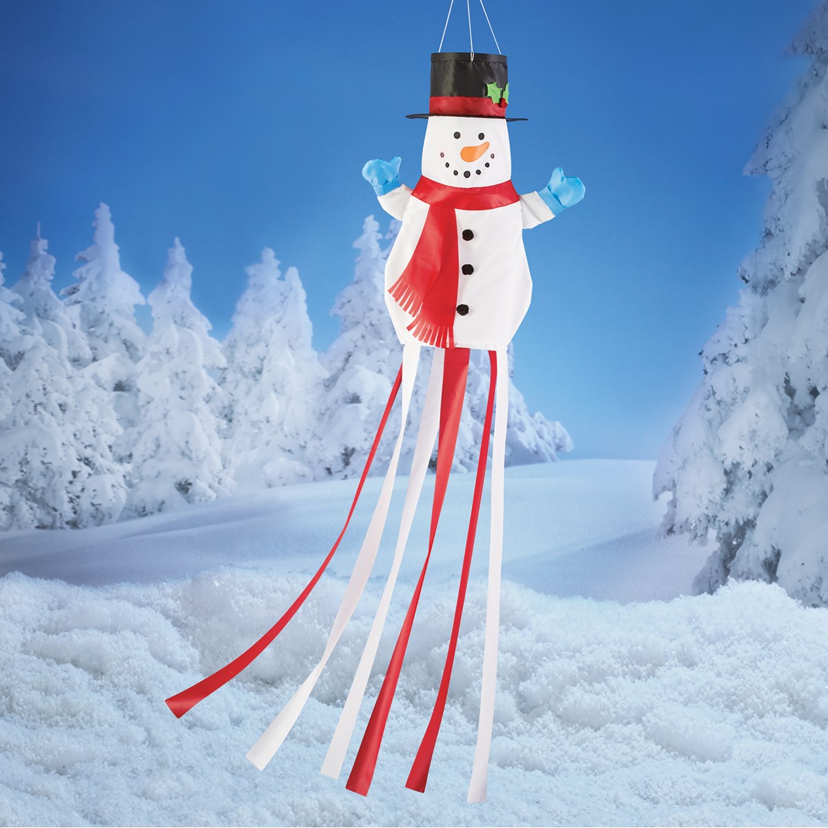 Festive Snowman Hanging Outdoor Windsock Decoration | Collections Etc.