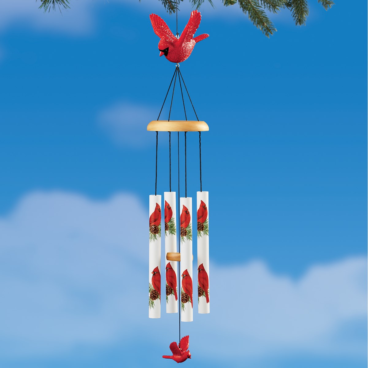 Beautiful Winter Cardinal Hanging Wind Chime | Collections Etc.