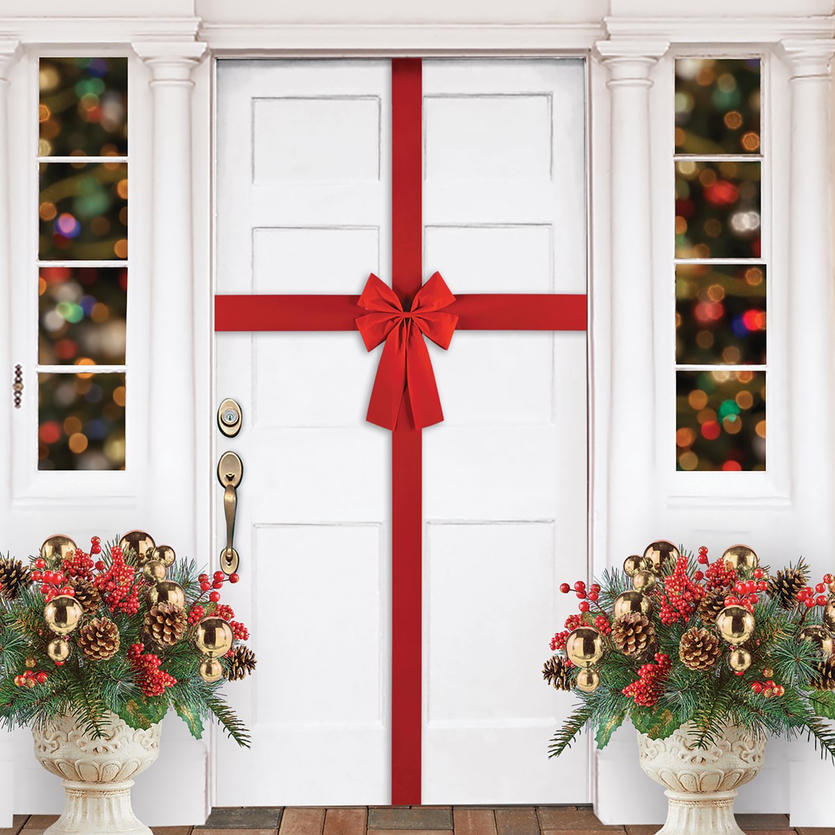 Festive Holiday Door Bow Decorations - Set of 2 | Collections Etc.