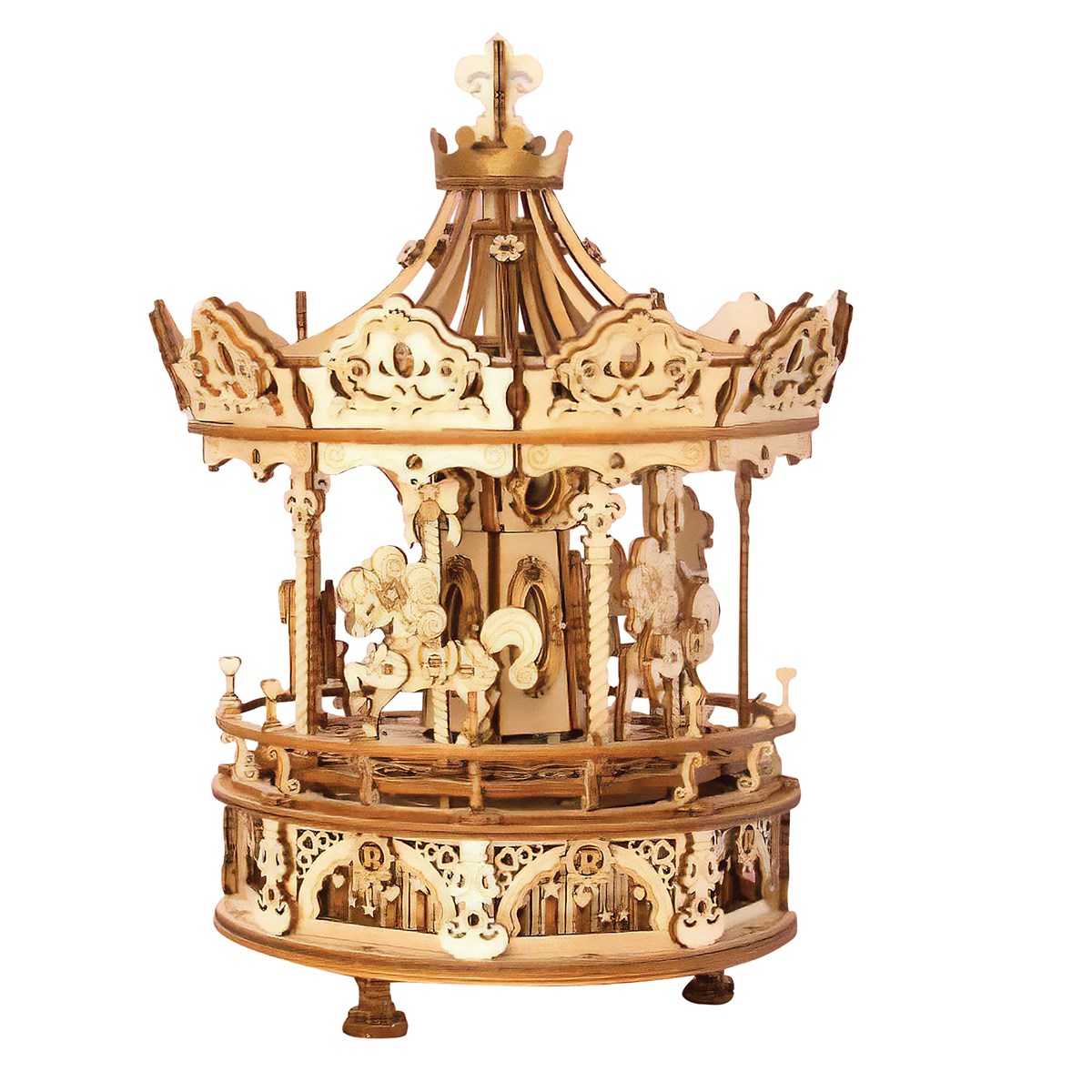 Romantic Wooden Musical Carousel Construction Kit | Collections Etc.