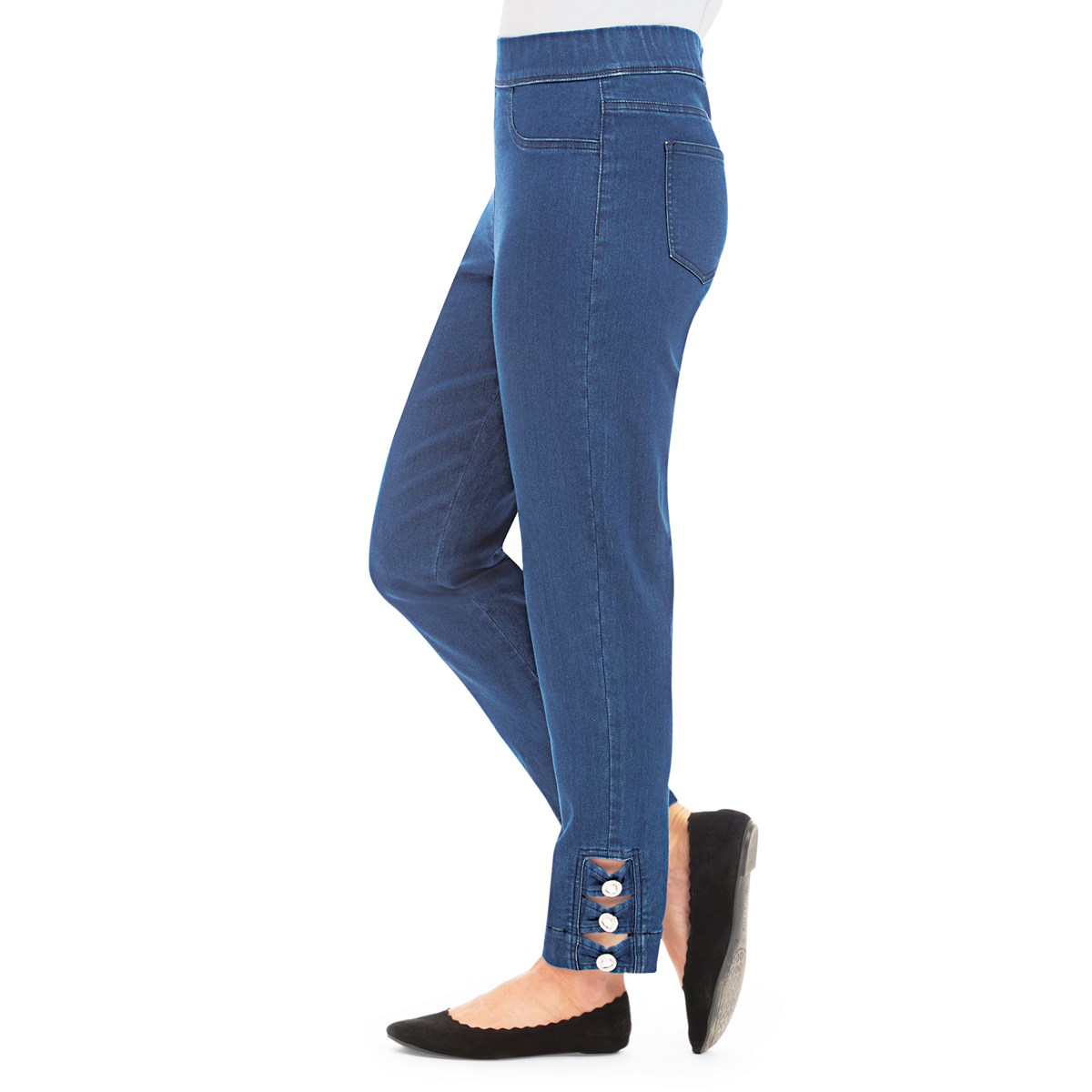 3 Detailed Buttons Decorated Pull-On Jeans | Collections Etc.