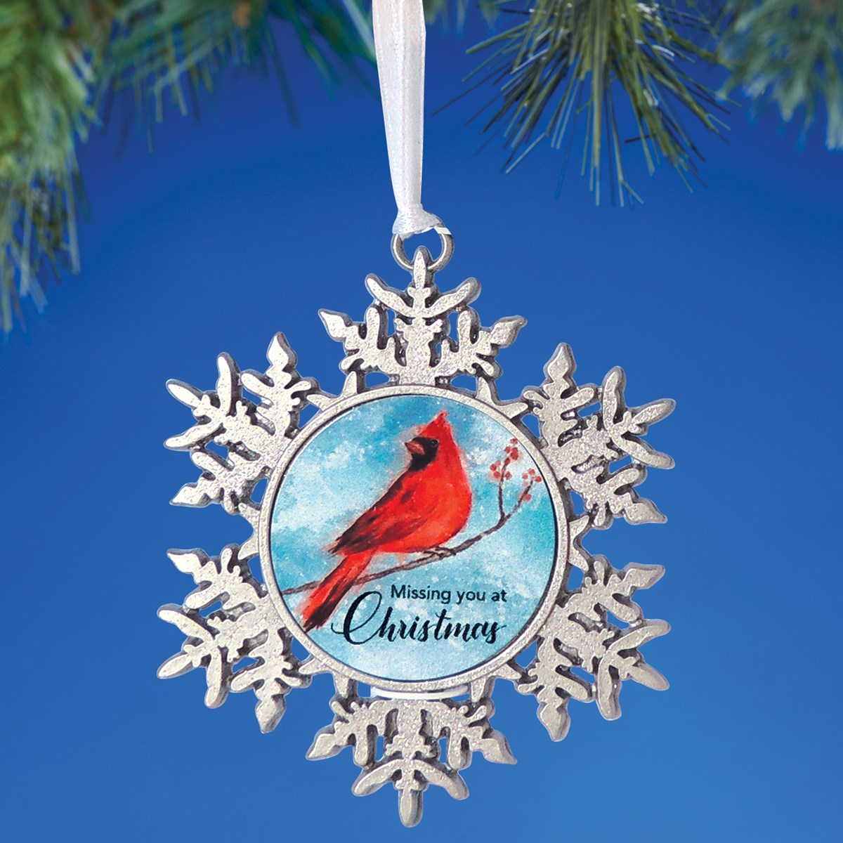 Silver-Tone Cardinal Memory Snowflake Ornament with Gift Box & Poem ...