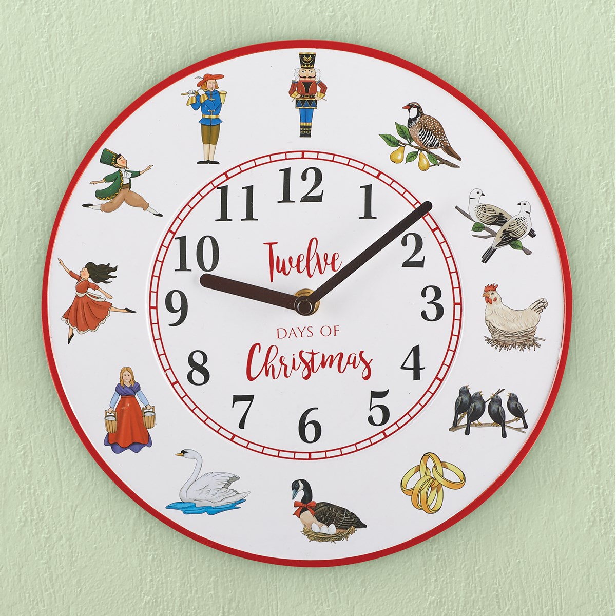 Battery Operated 12 Days of Christmas Musical Wall Clock | Collections Etc.