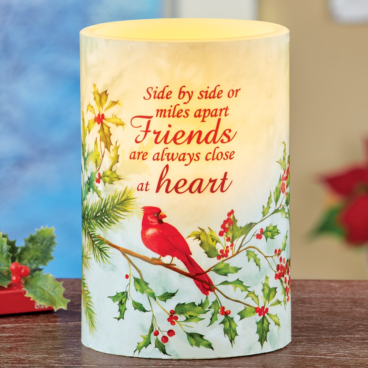 LED Lighted Cardinal Friend Tabletop Candle | Collections Etc.