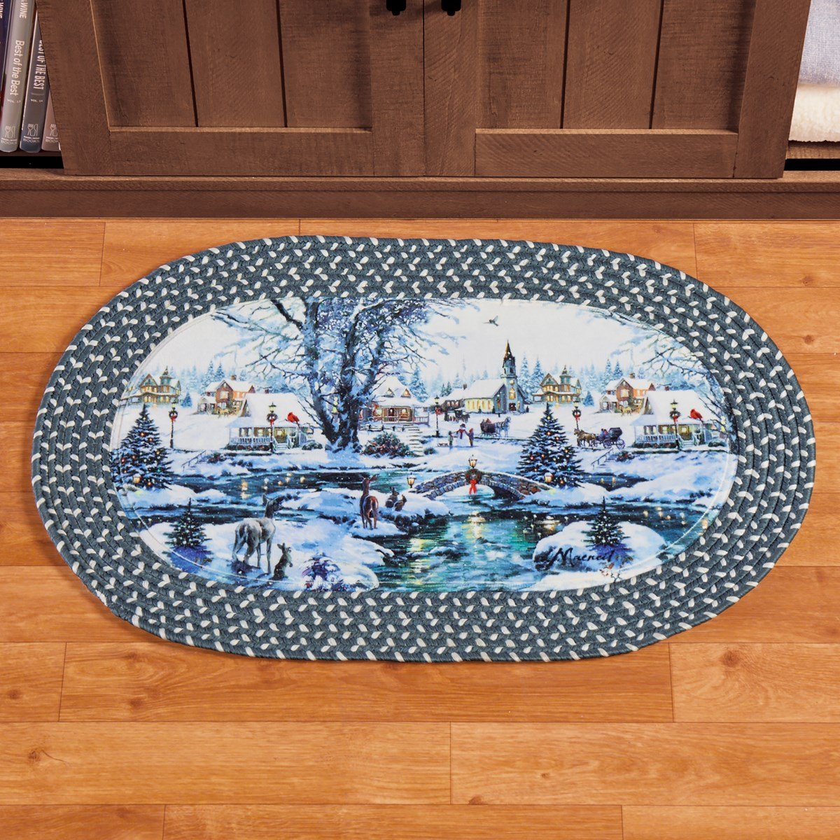 Snow-Covered Village Festive Skid-Resistant Accent Rug | Collections Etc.