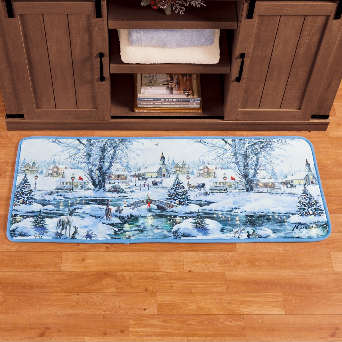Snow-Covered Village Festive Skid-Resistant Accent Rug | Collections Etc.