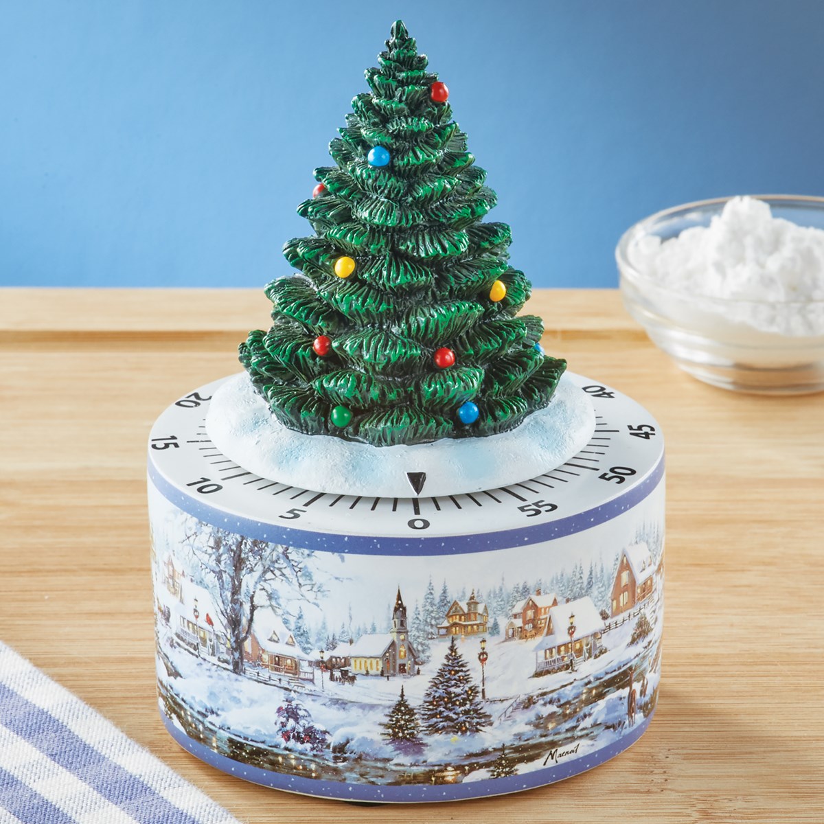 Hand-Painted Snow-Covered Village Festive Kitchen Timer | Collections Etc.