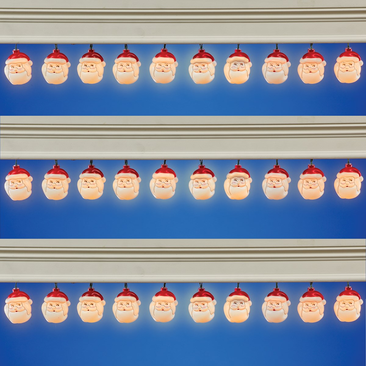 Santa Claus Set of 10 LED Lighted String Lights | Collections Etc.