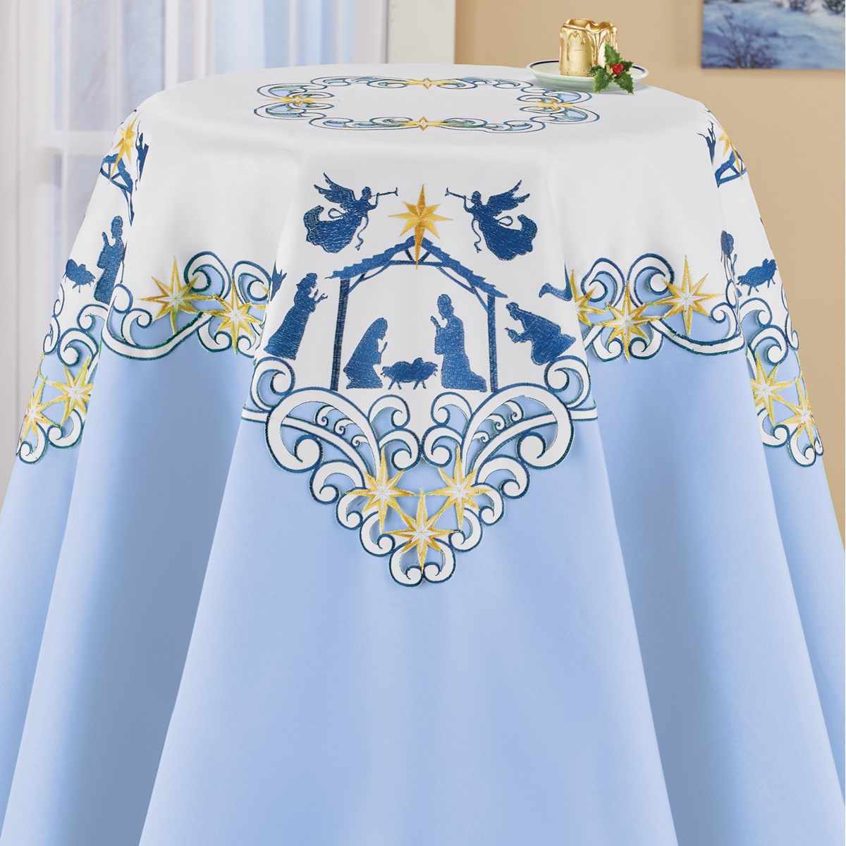 Embroidered Nativity Scene Table Linens | Collections Etc.