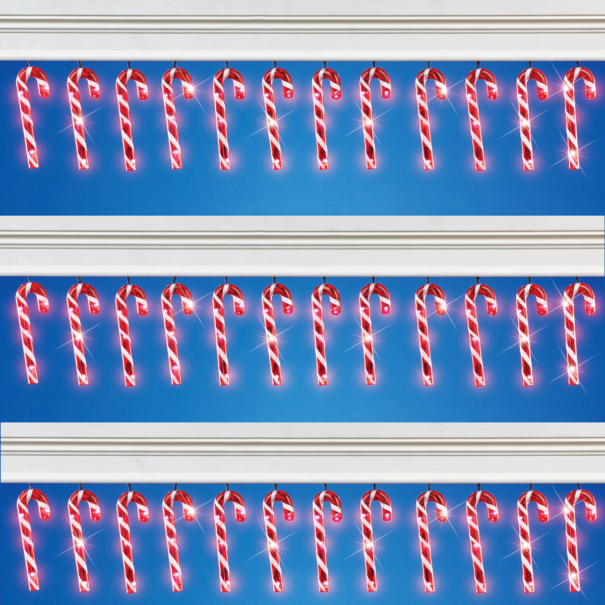 Set of 12 Solar Powered Candy Cane Holiday String Lights | Collections Etc.