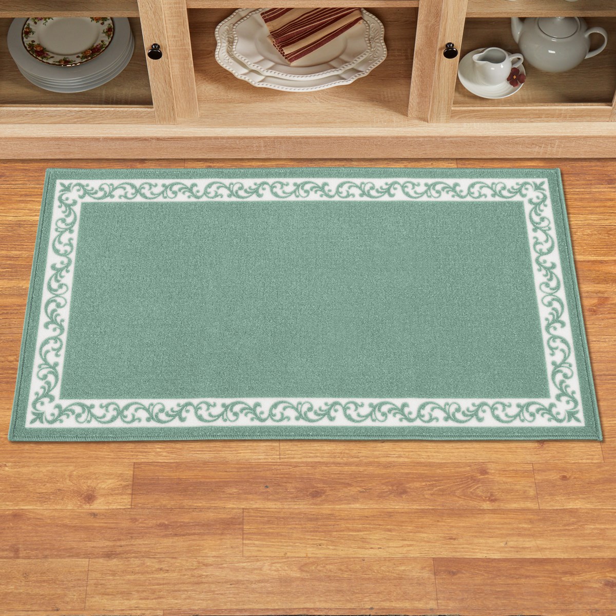 Scroll Border Printed Accent Rug, 45" x 26" | Collections Etc.