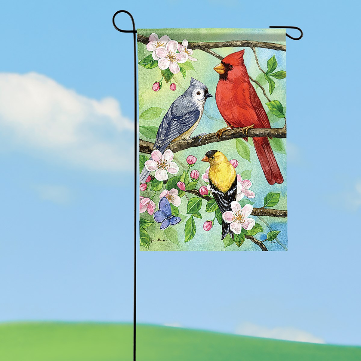 Floral Garden Birds Double Sided Garden Flag Collections Etc