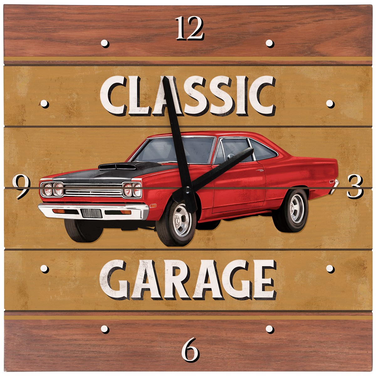 Classic Garage Red Muscle Car Wall Clock | Collections Etc.