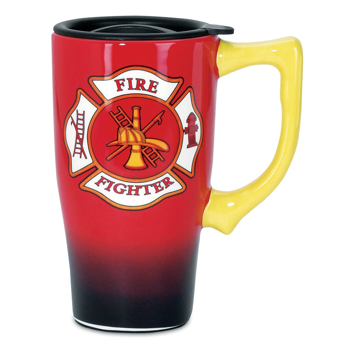 Skid-Resistant Firefighter Ceramic Travel Mug | Collections Etc.