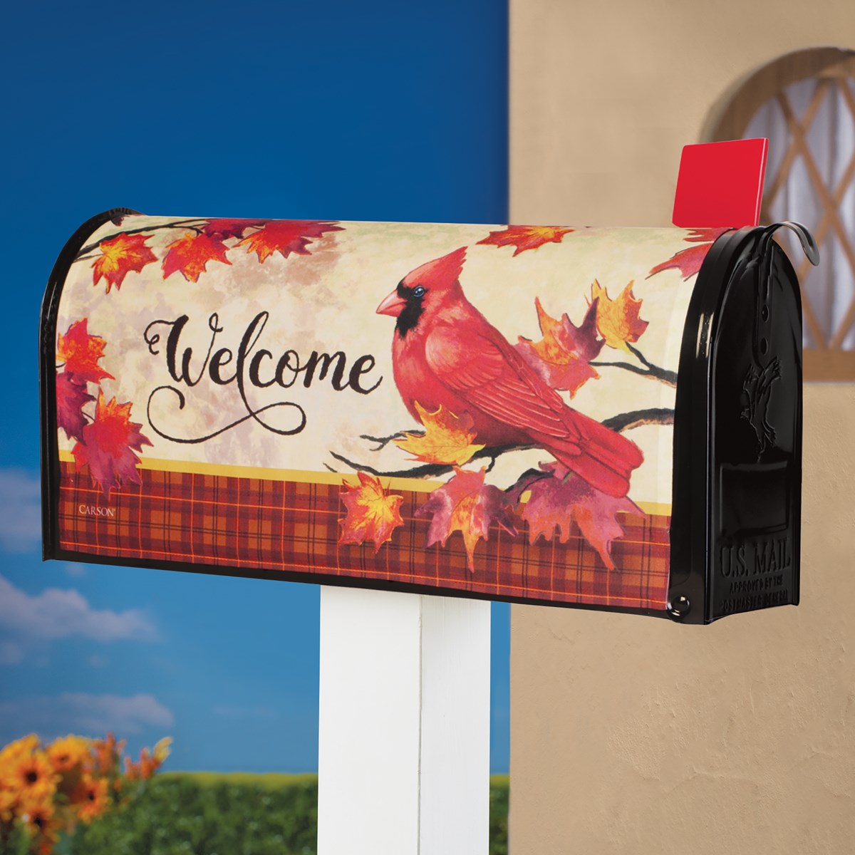 Fall Cardinal Welcome Magnetic Mailbox Cover | Collections Etc.