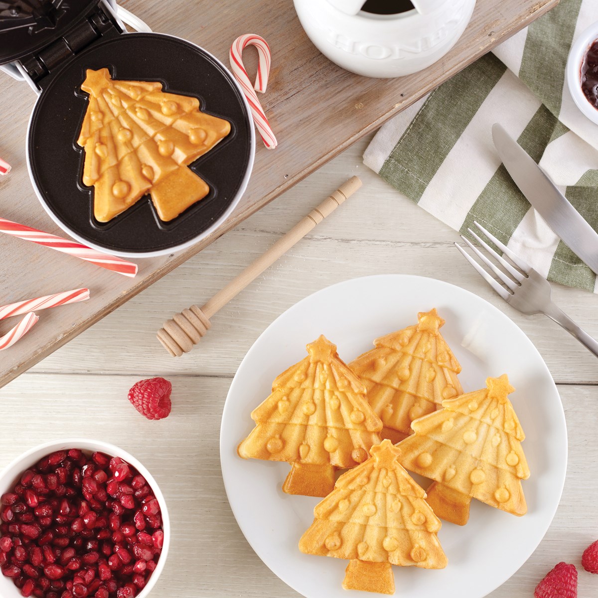 Christmas Tree Non-Stick Mini Waffle Maker | Collections Etc.
