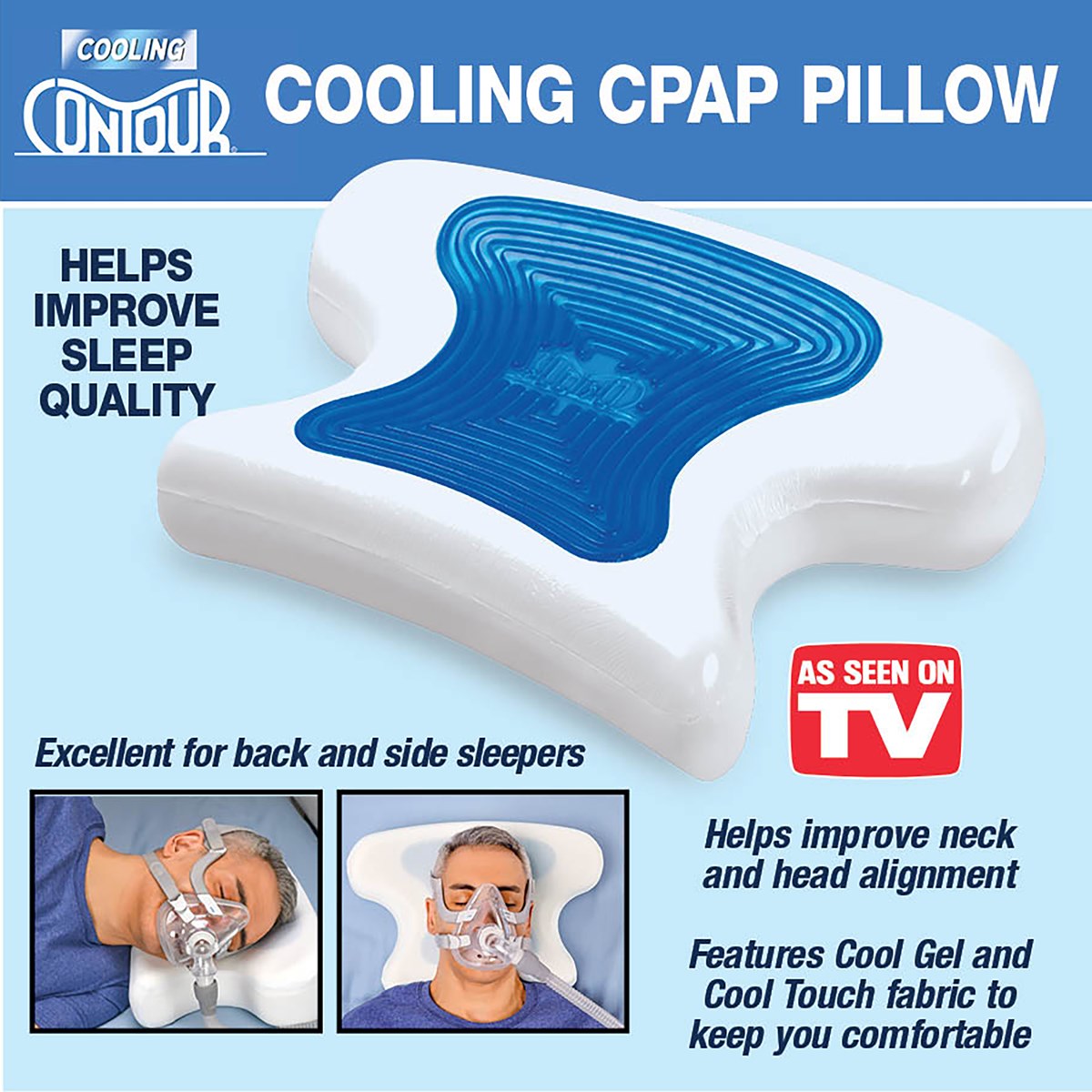 Contour Cooling Gel CPAP Memory Foam Pillow | Collections Etc.