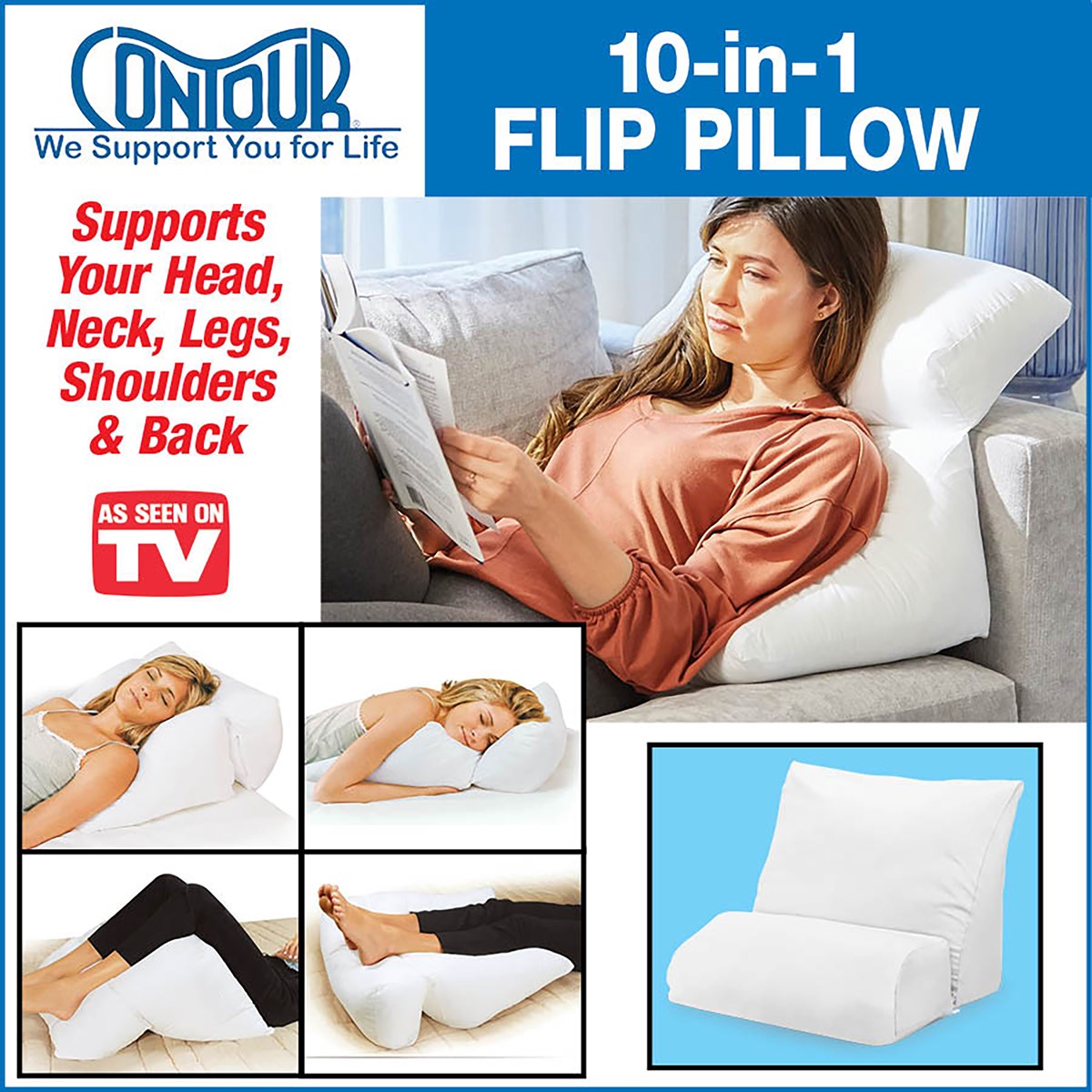 Contour Ultra-Comfortable 10-in-1 Flip Pillow | Collections Etc.