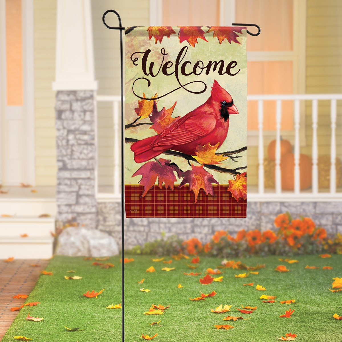 Fall Cardinal Welcome Double-Sided Garden Flag | Collections Etc.