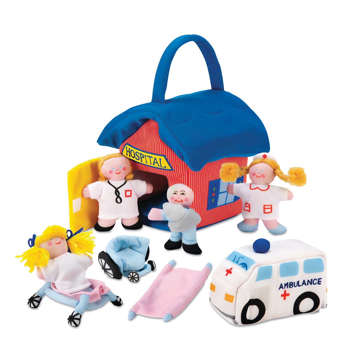 Plush Hospital 9-Piece Playset with Carrying Case | Collections Etc.