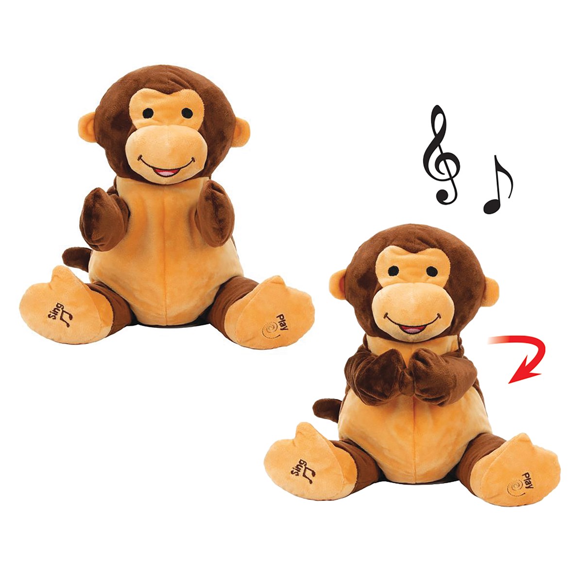 Clapping and Singing Plush Smiling Monkey Toy | Collections Etc.