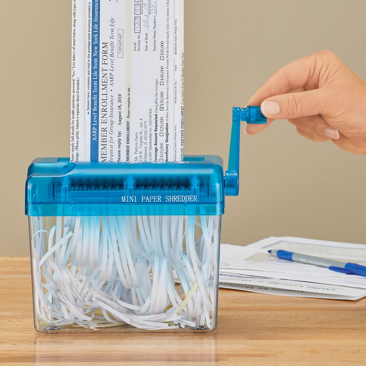 Portable Personal Manual Paper Desktop Shredder | Collections Etc.