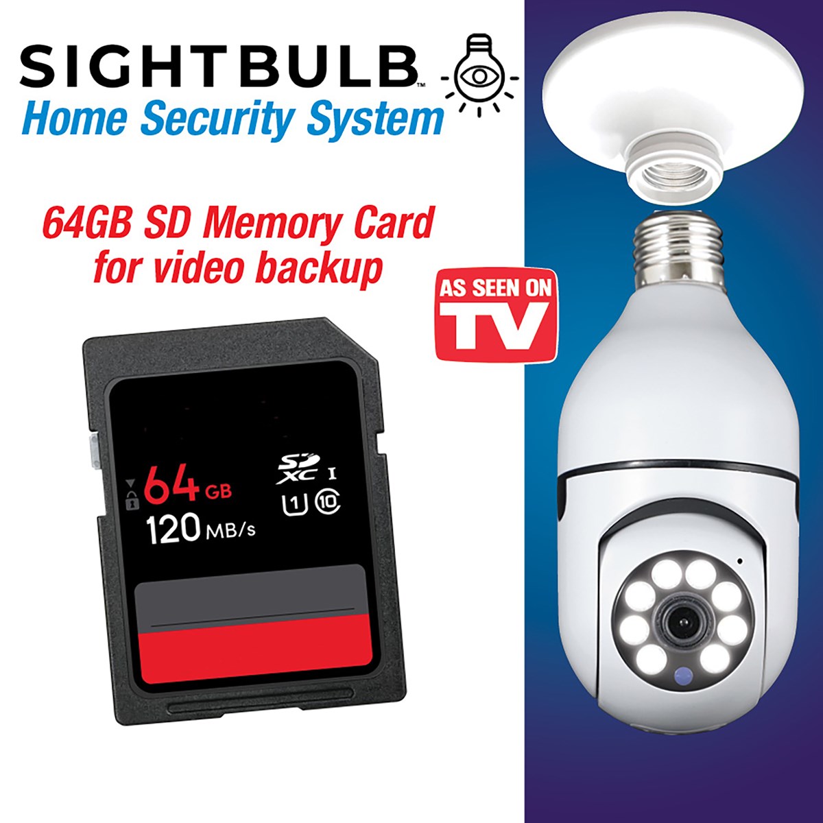 Sight Bulb Screw-In Home Security System 64GB SD Card | Collections Etc.