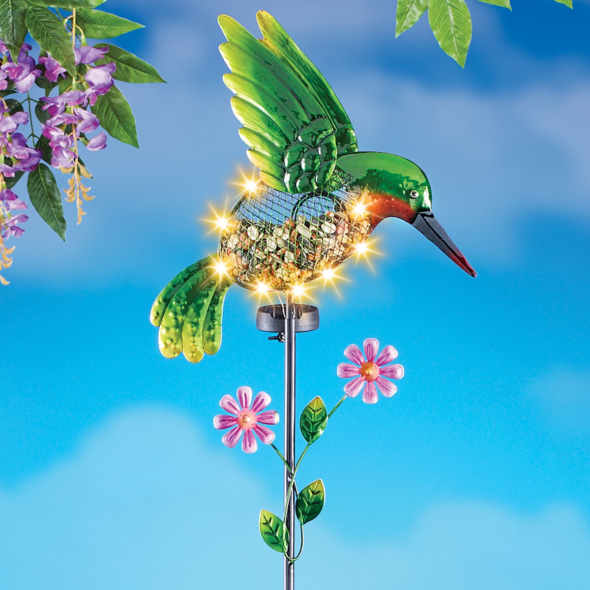 Solar Powered Hummingbird Birdfeeder Garden Stake | Collections Etc.