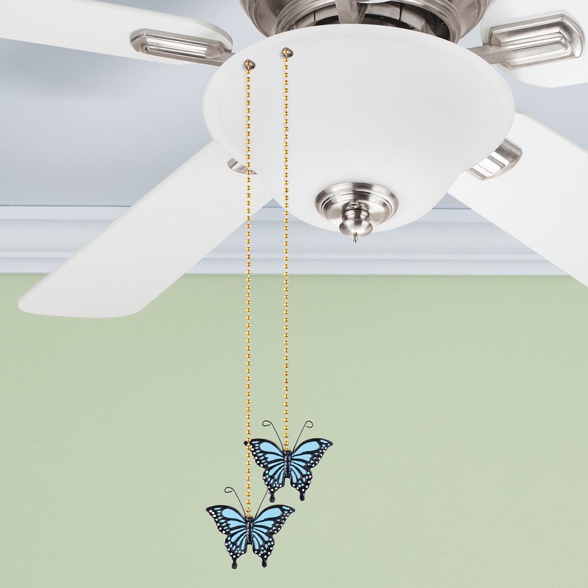 Hand-Painted Blue Butterfly Fan Pulls - Set of 2 | Collections Etc.