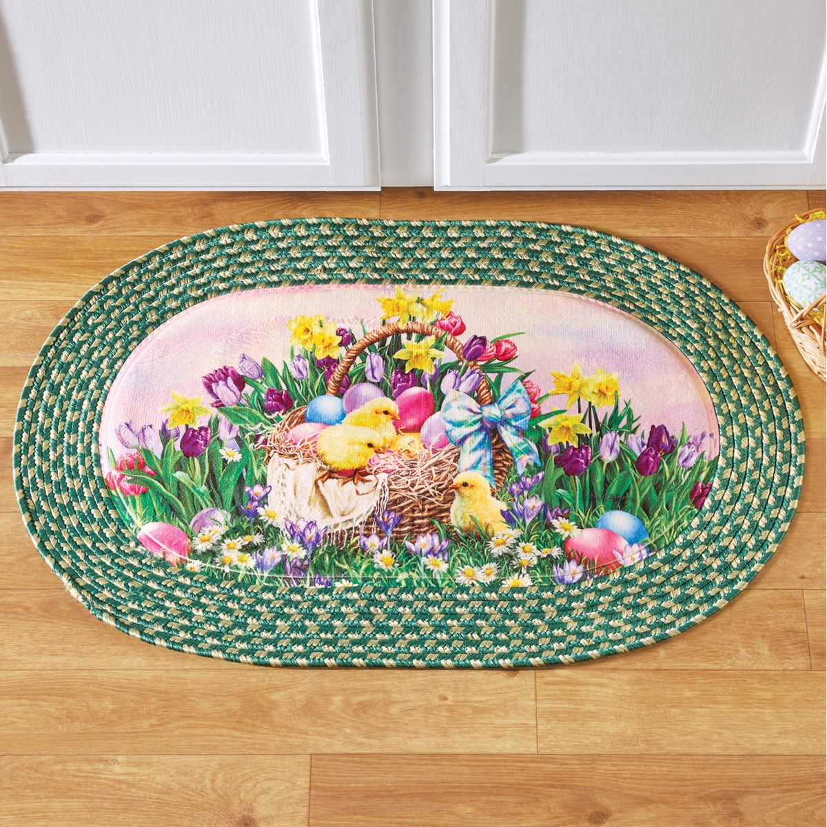 Adorable Easter Basket Chicks Braided Accent Rug | Collections Etc.