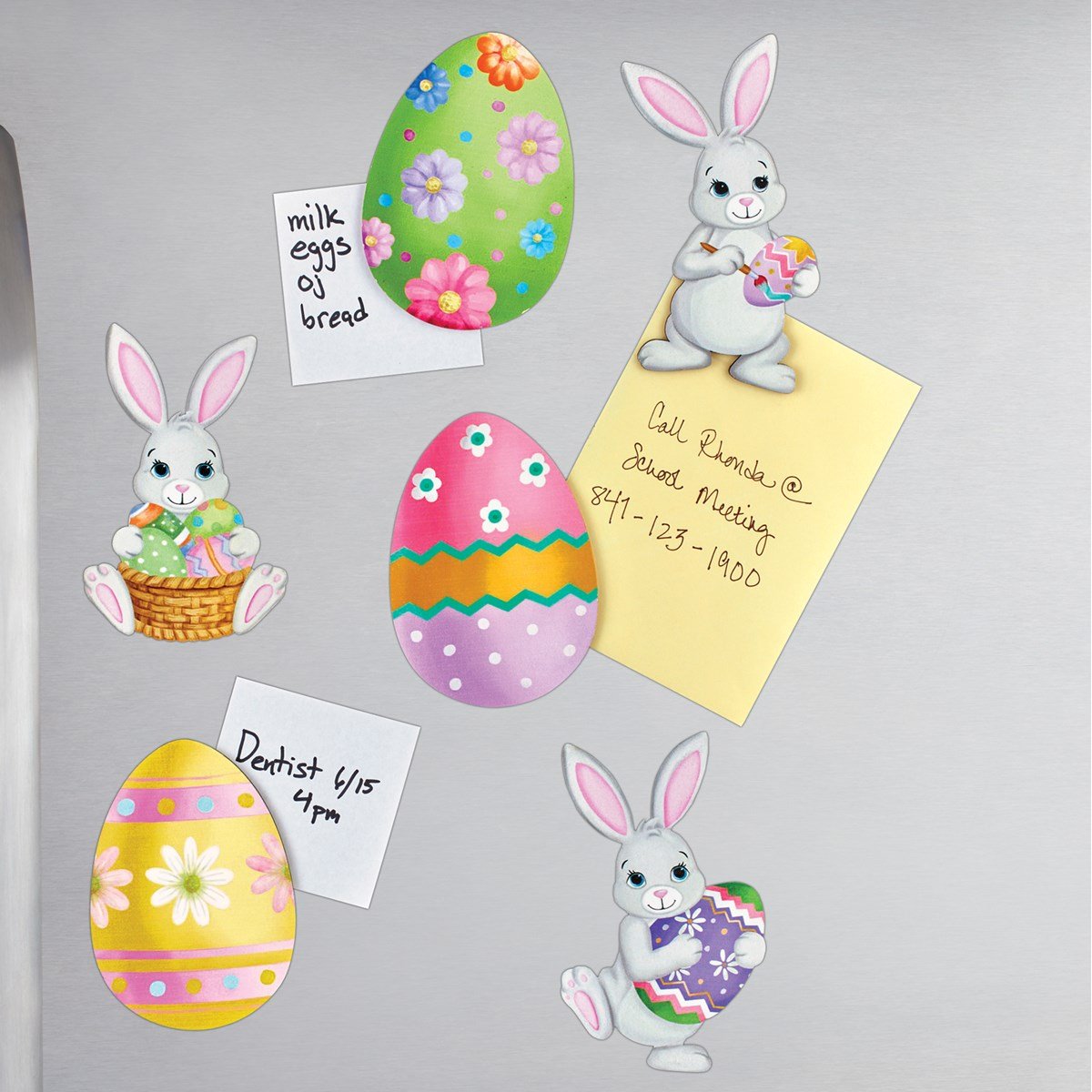 Easter Bunny and Colorful Eggs Magnets - Set of 6 | Collections Etc.
