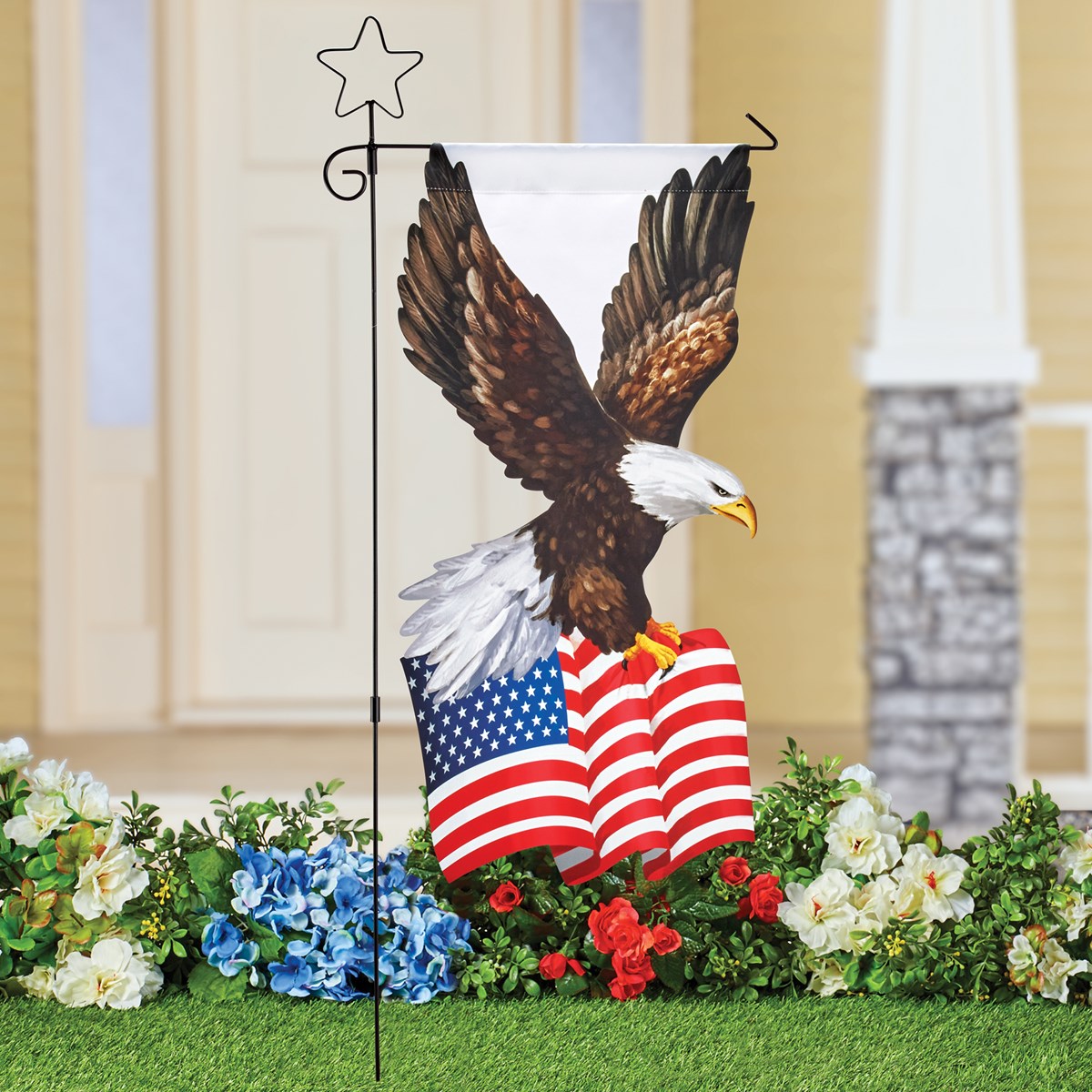 Unique Patriotic Bald Eagle Garden Flag with Metal Holder | Collections ...