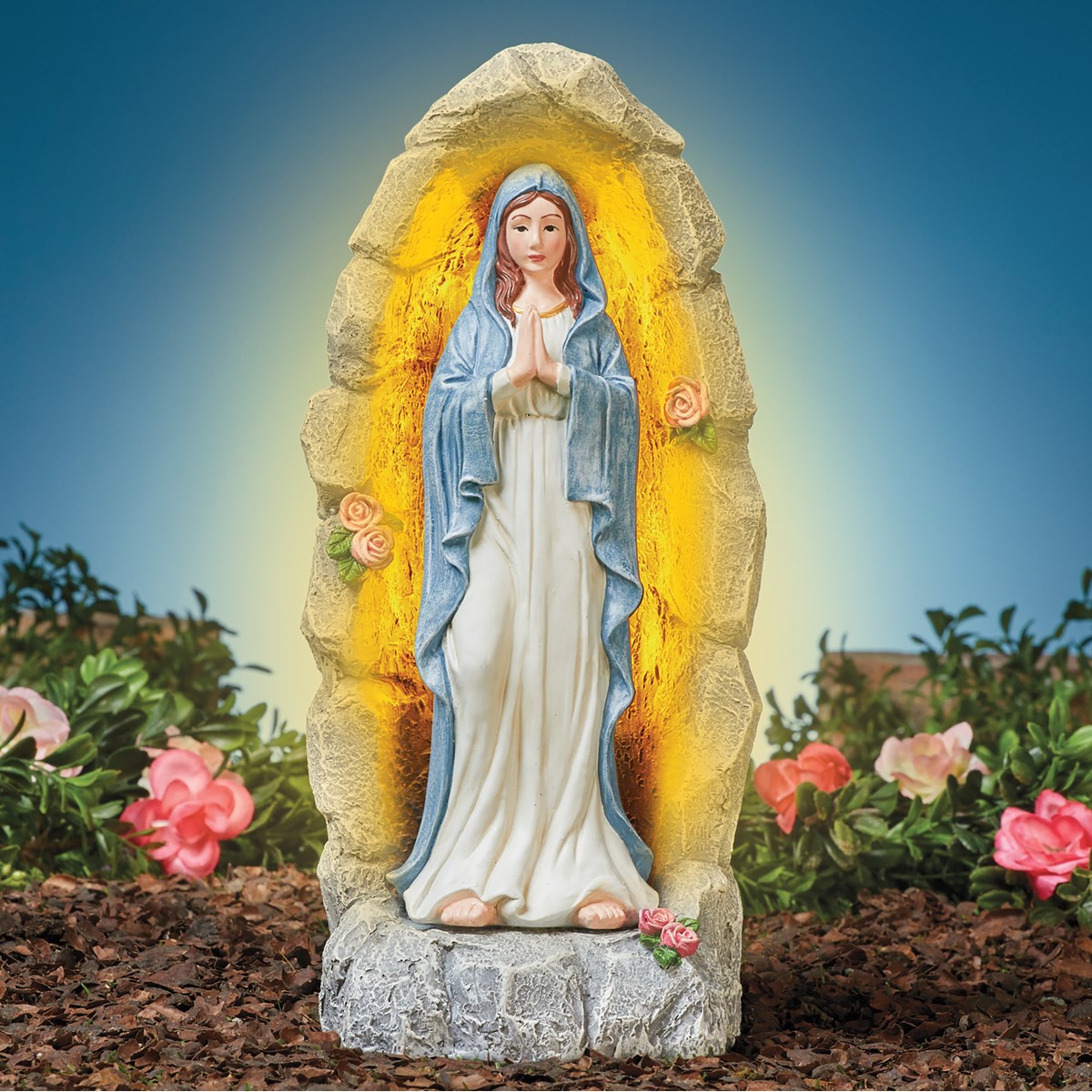 Solar Lighted Virgin Mary Outdoor Garden Statue | Collections Etc.