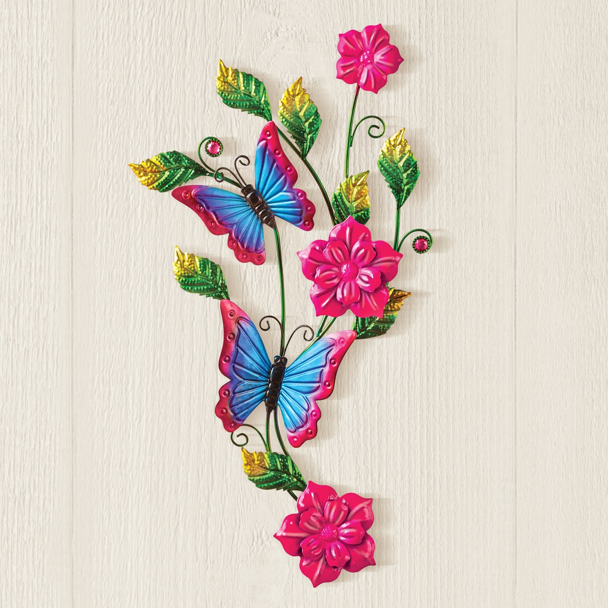 Hand-Painted Butterfly Floral Iron Wall Decor | Collections Etc.