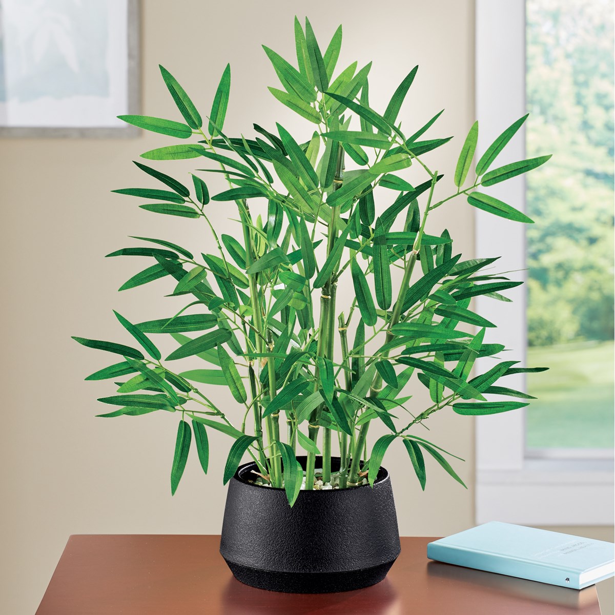 Realistic Artificial Bamboo Plant in Black Pot | Collections Etc.