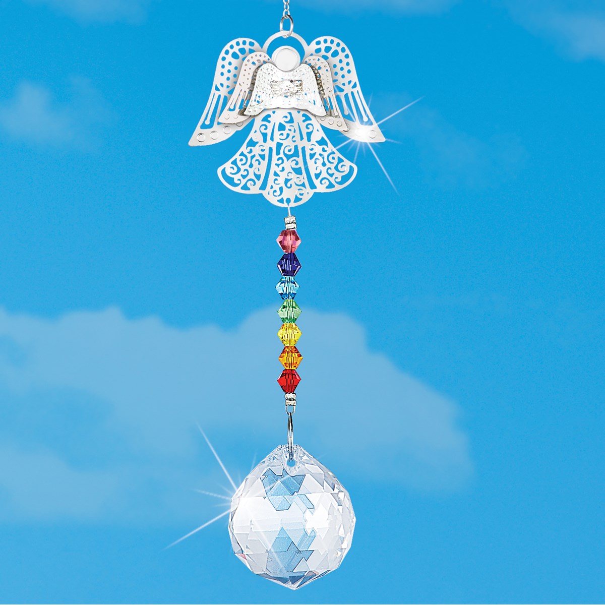 Stainless Steel Angel Colorful Crystal Suncatcher | Collections Etc.