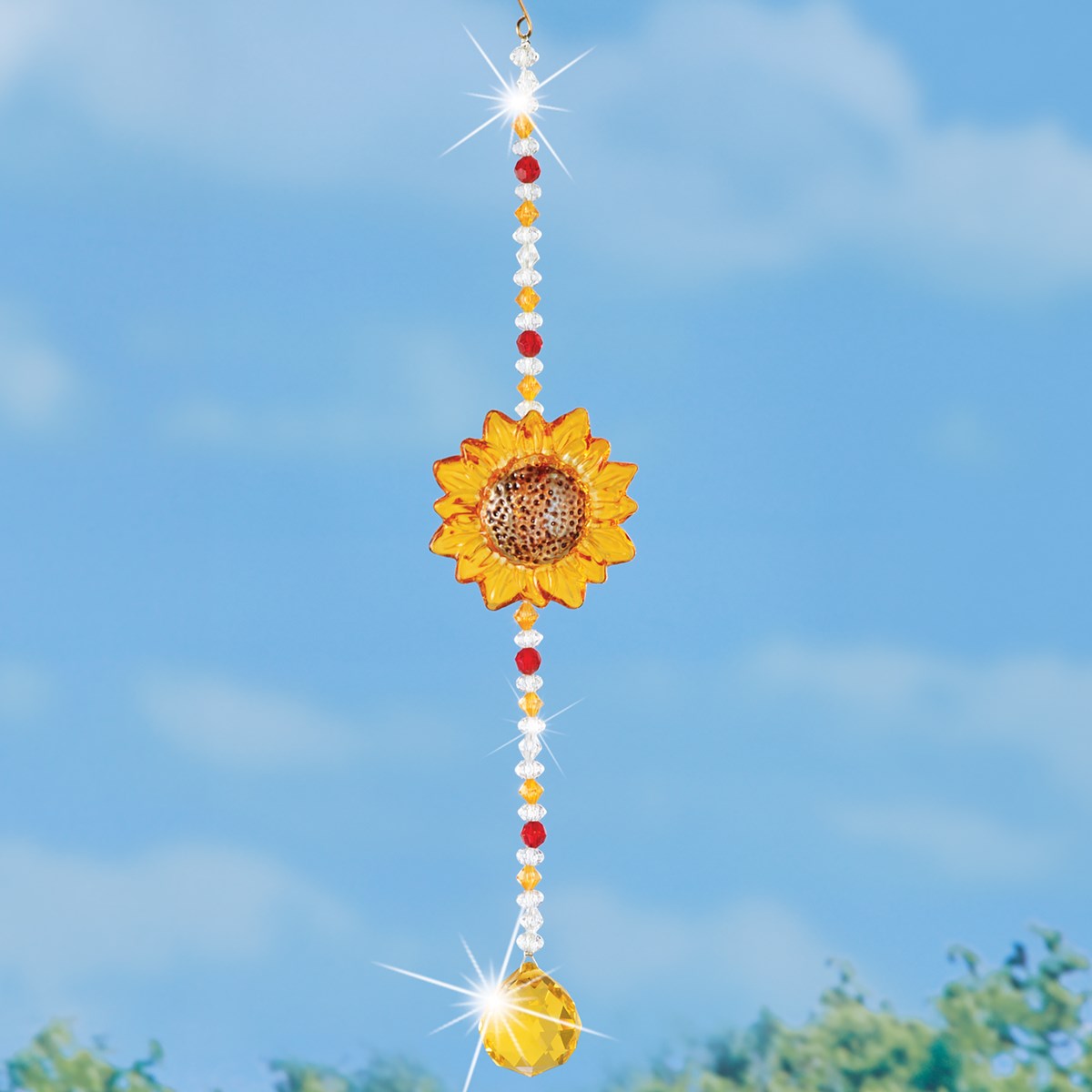 Crystal Sunflower Beaded Hanging Suncatcher | Collections Etc.