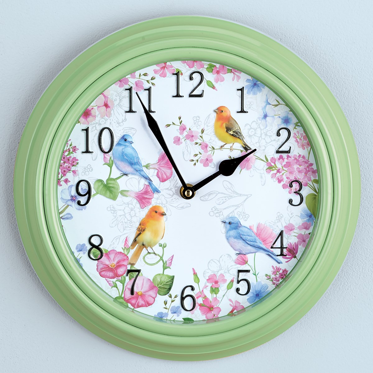 Colorful Spring Birds and Flowers Wall Clock | Collections Etc.