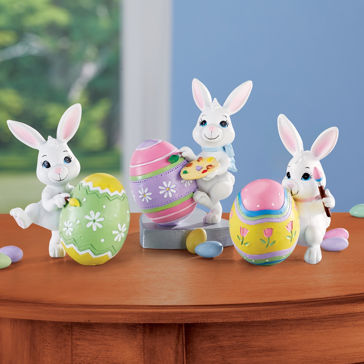 Hand-Painted Delightful Easter Bunny Egg Sitters - Set of 3 ...