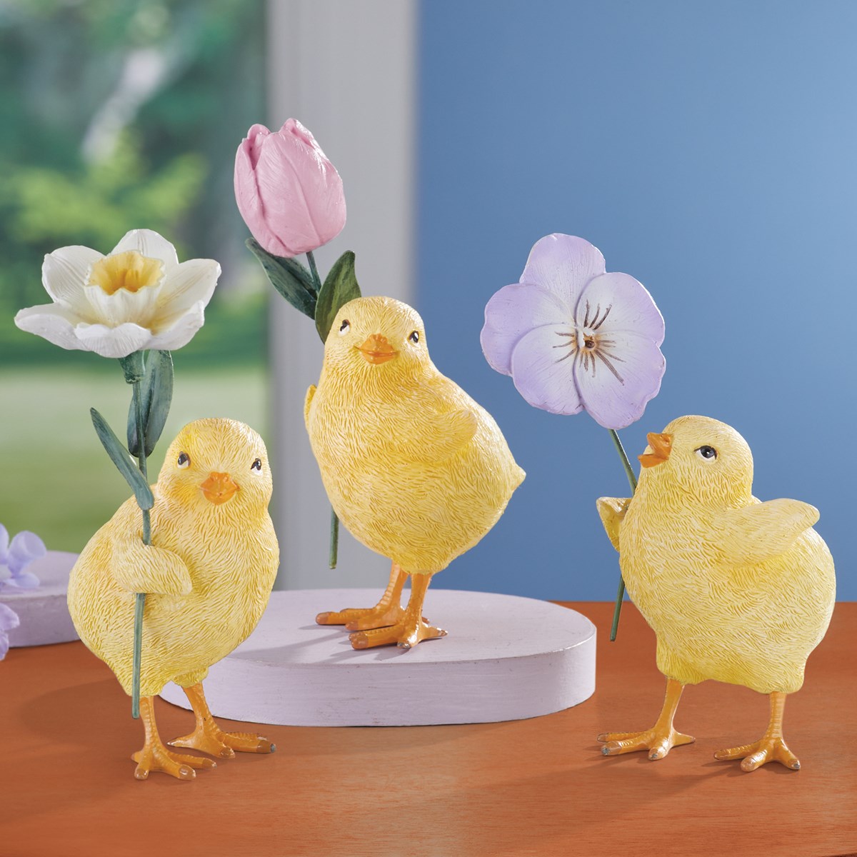 Hand-Painted Spring Flowers Baby Chicks Sitters - Set of 3 ...